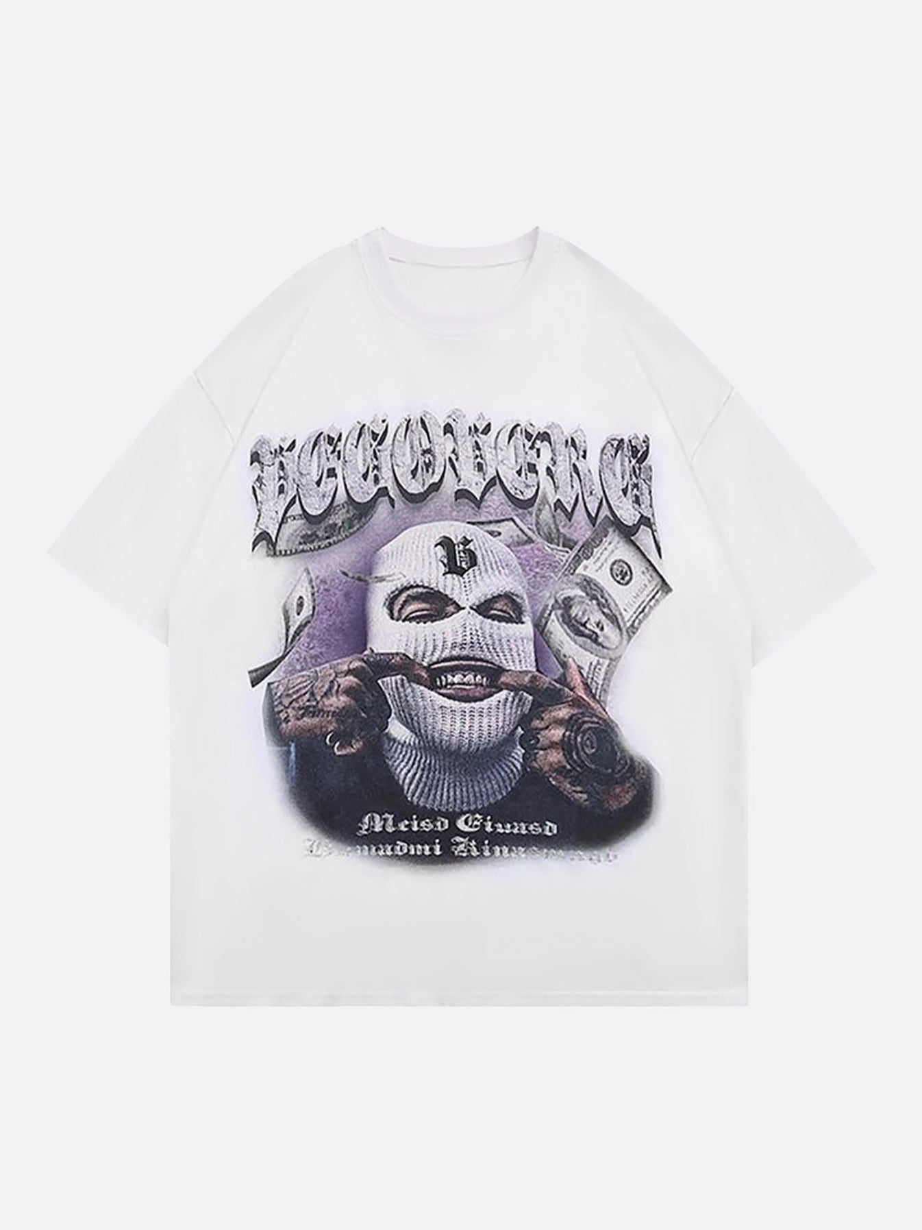 Masked Gangster Portrait Printed T-Shirt