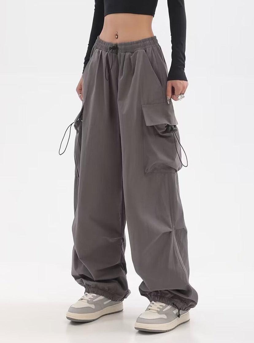 Baggy Elastic Waist Cargo Pants